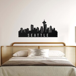 Seattle City Skyline, Personalized Metal Sign, Cityscape Wall Art, Any ...
