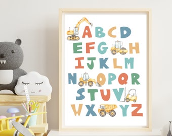 Construction Site Truck Room Decor, Wall Art, Dump Truck, Excavator ...