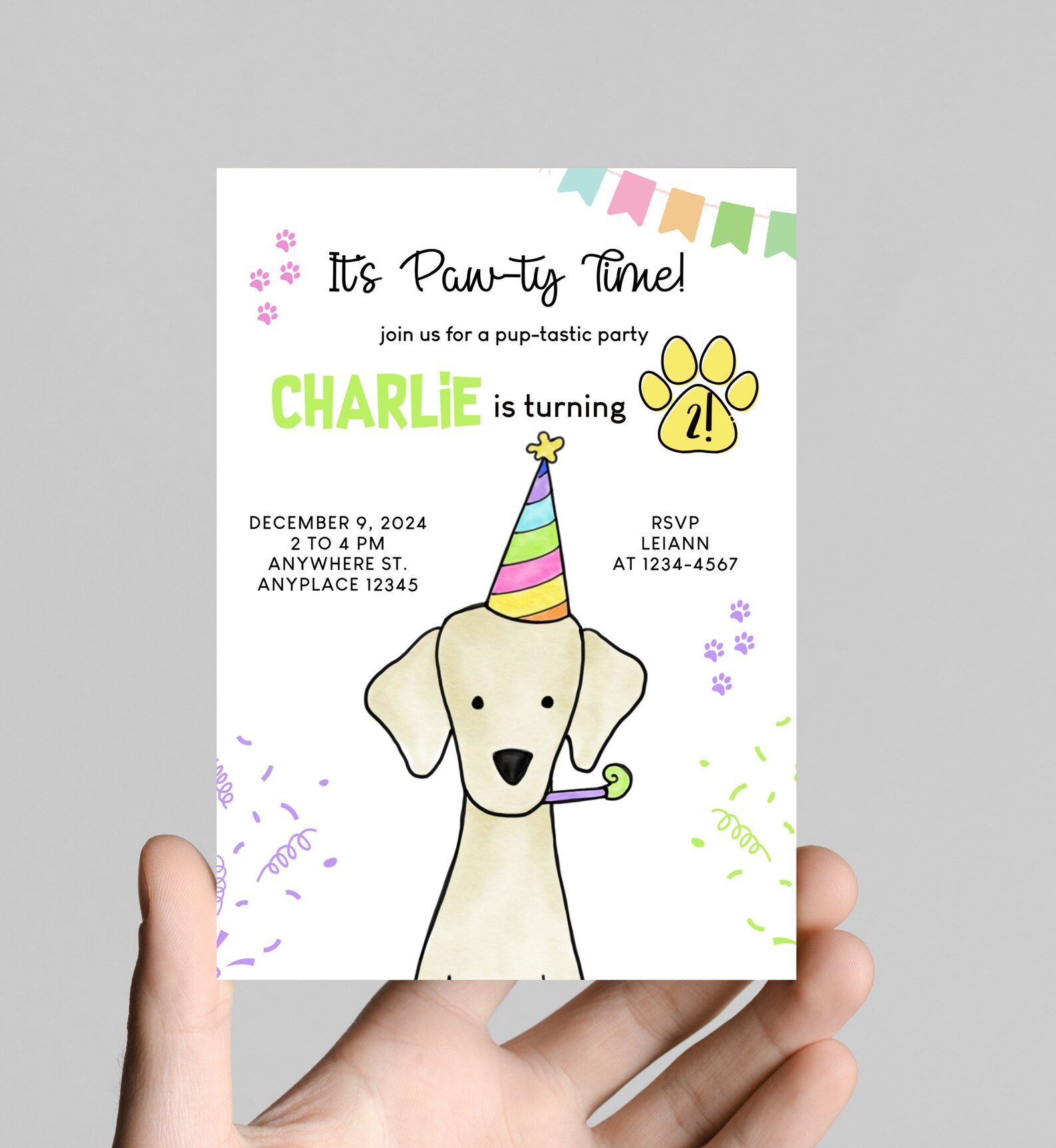 Paw-ty Time! Puppy Dog Theme Birthday Invitation, Pup-tastic Birthday ...