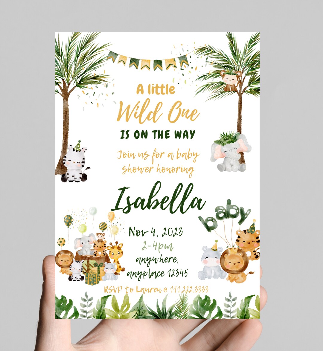 A Little Wild One is on the Way, Baby Shower Invitation, Baby Boy ...
