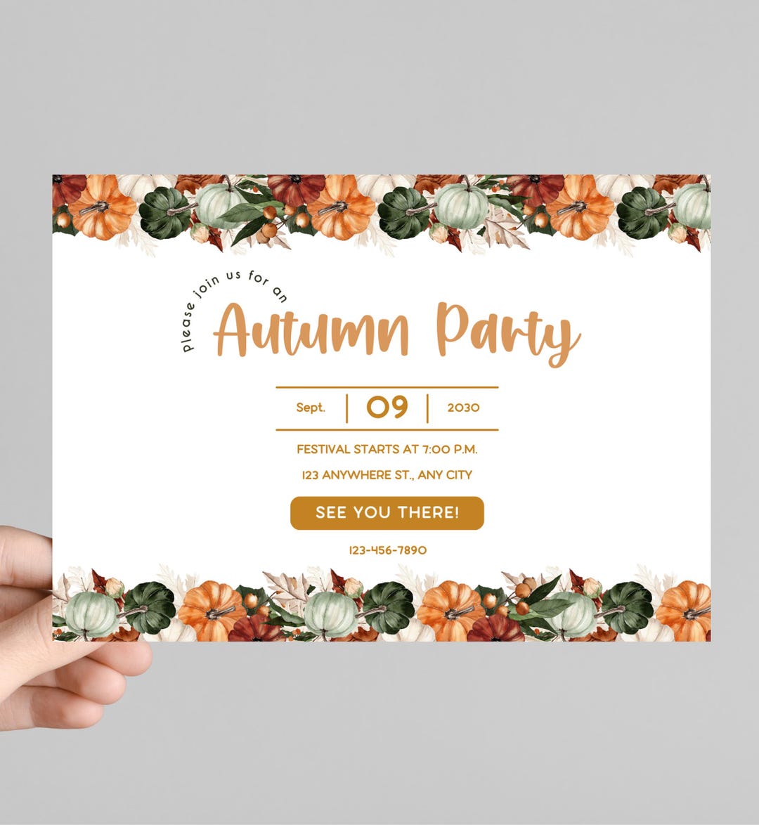 Autumn Party Invitation, Fall Invitation, Autumn Invitation, Fall Party ...