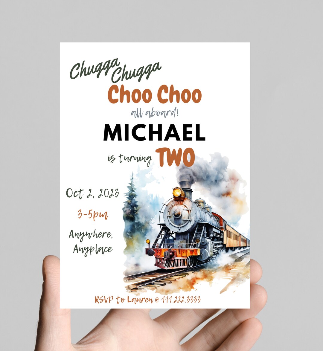 All Aboard! Train-themed Birthday Party Invitation - Chugga Choo ...