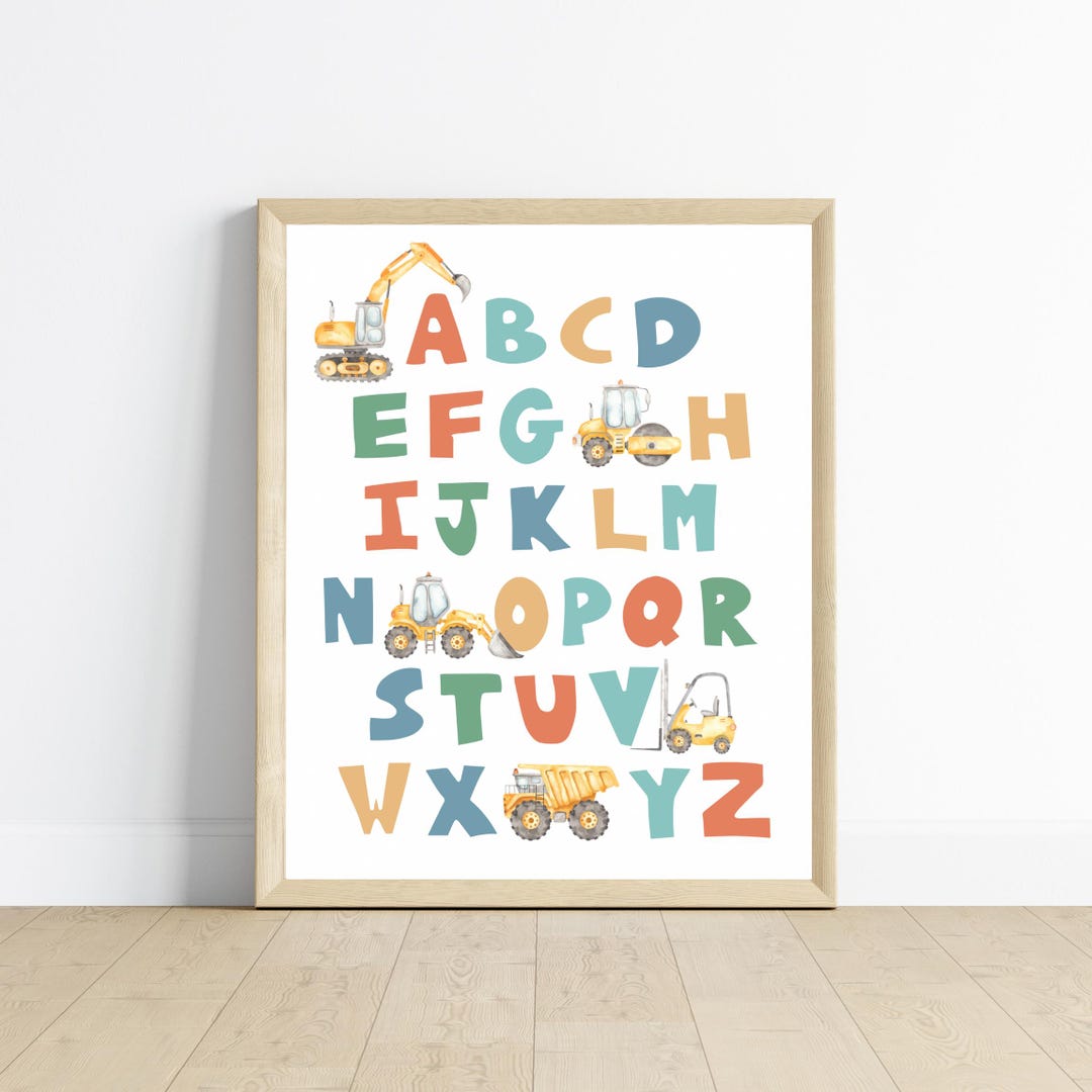 Construction Truck Alphabet Room Decor, ABC Wall Art for Homeschool ...