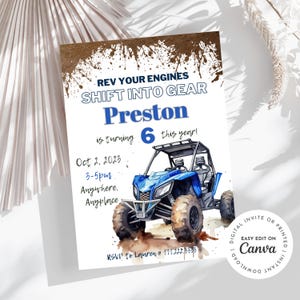 ATV Birthday Invitation, Side by Side Theme, Dirt Mud (digital) - Etsy