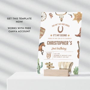 Not My First Rodeo, It’s My Second! 2nd Birthday Invitation, Western ...