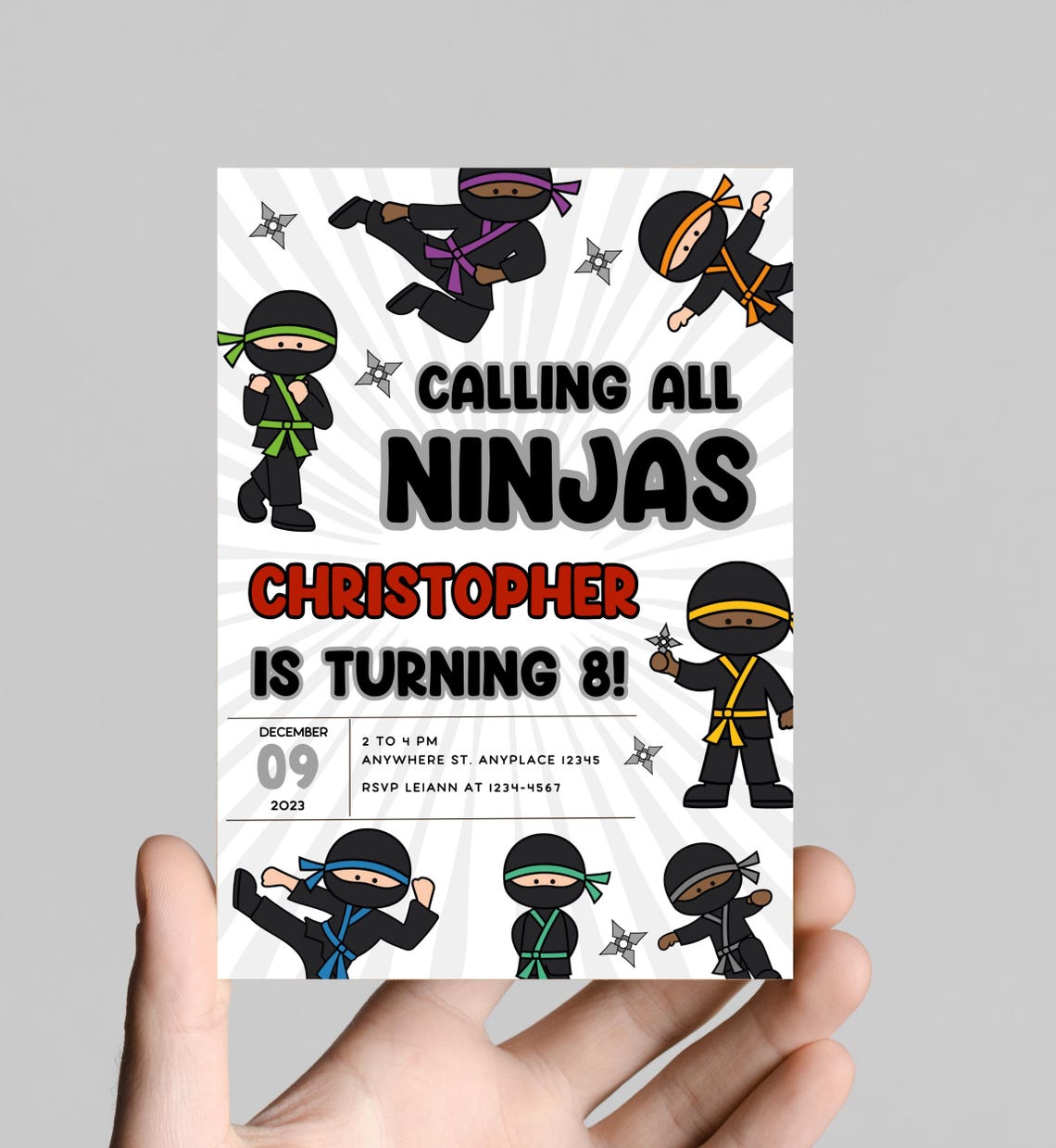 Ninja Birthday Invitation, Editable Party Invite (digital Download) - Etsy
