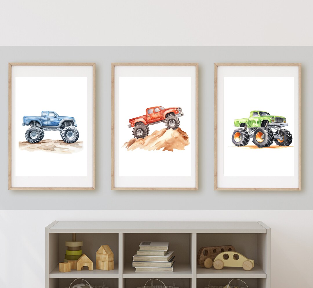 Monster Truck Room Decor, Wall Art, Digital Download, 11x14, Set of 3 ...