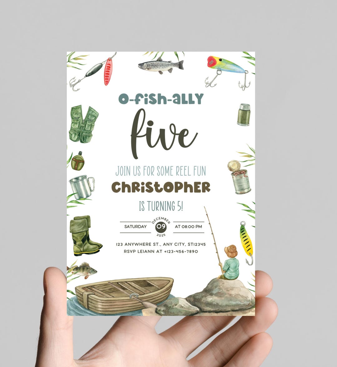Fishing Theme Birthday Invitation, Fisherman, Fish, Fishing, Water ...