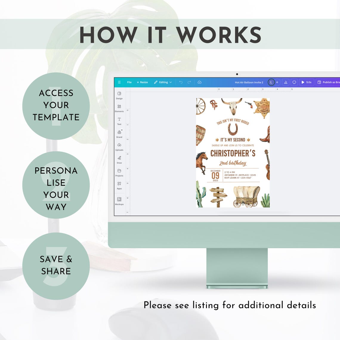 Not My First Rodeo, It’s My Second! 2nd Birthday Invitation, Western ...