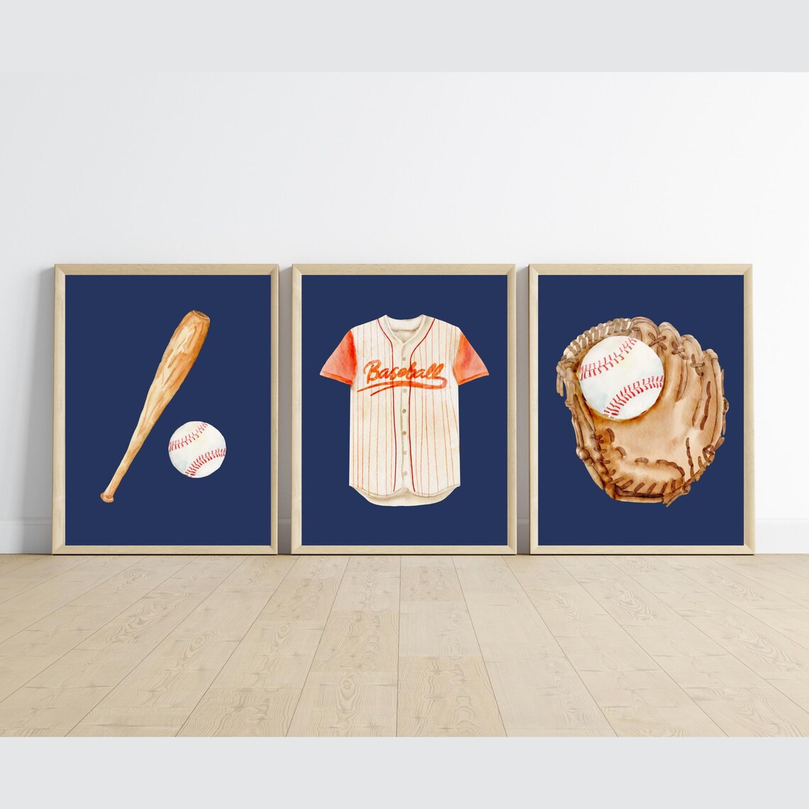 Watercolor Baseball Nursery Prints, Sports Theme Wall Art (digital ...