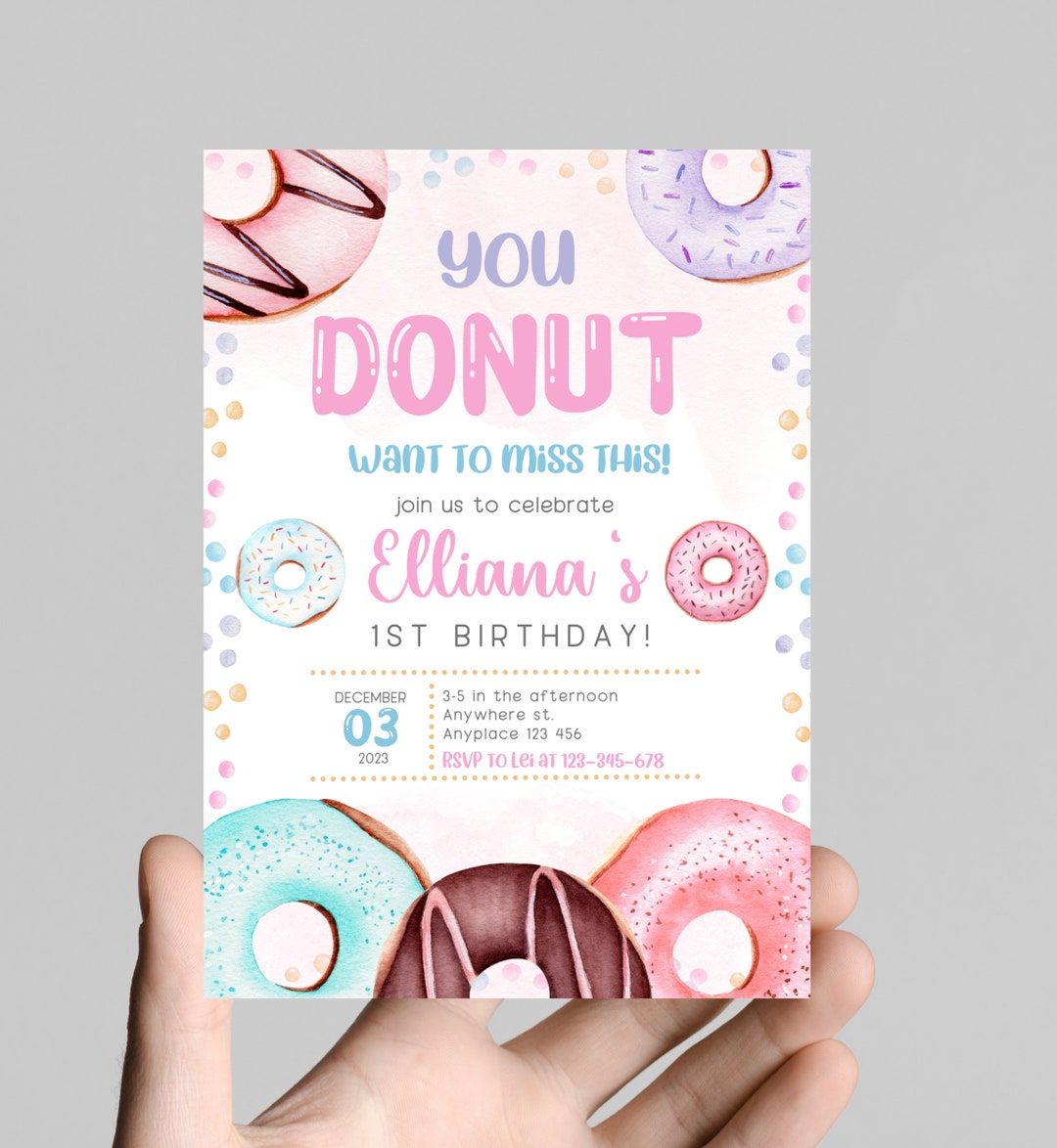 Donut Theme Birthday Invitation, You DONUT Want to Miss This, Donuts ...