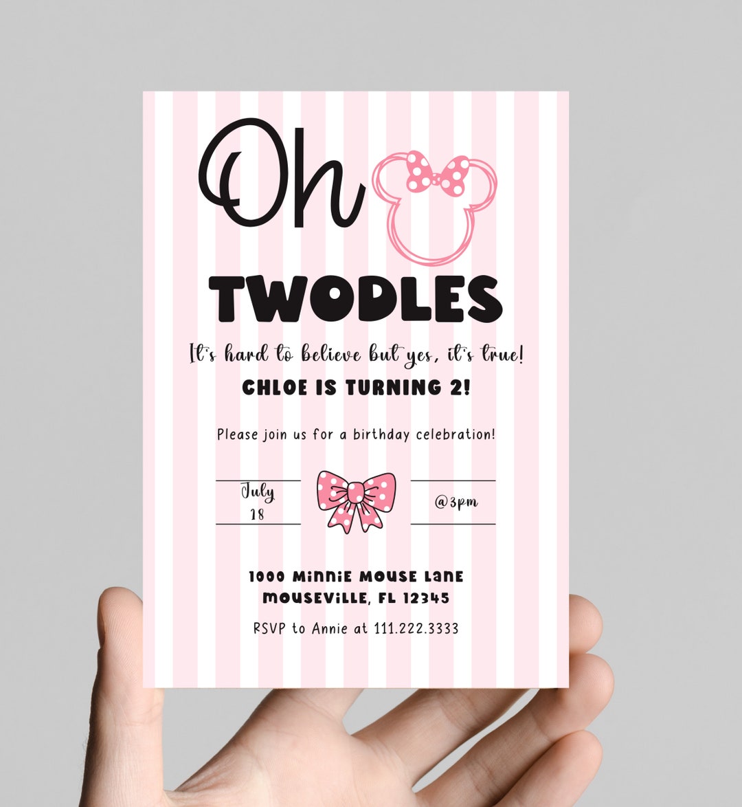 Oh Twodles Minnie Mouse Birthday Invitation, Oh Toodles Minnie Mouse ...