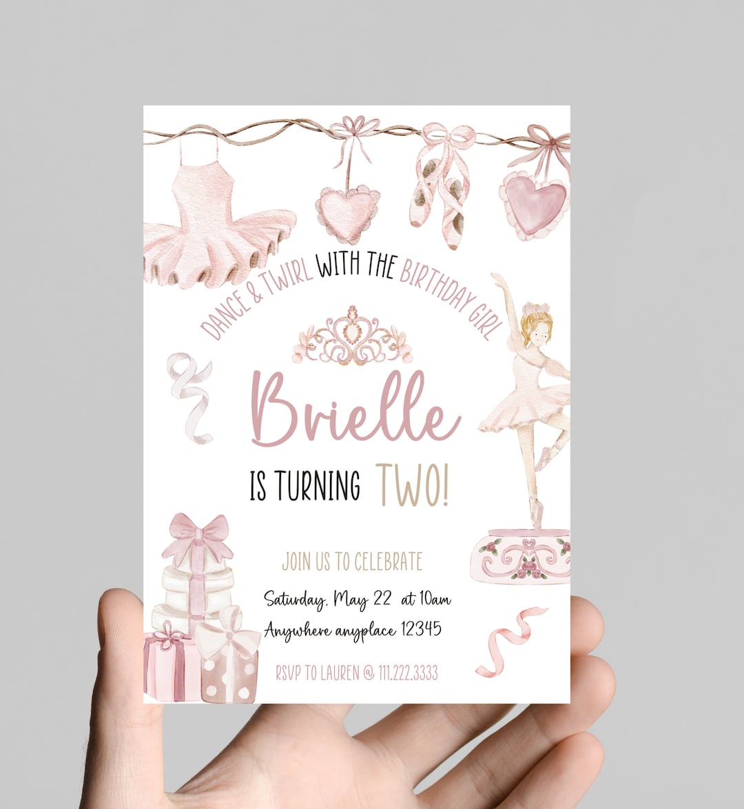 Ballet Theme Birthday Invitation, Dance and Twirl With the Birthday ...