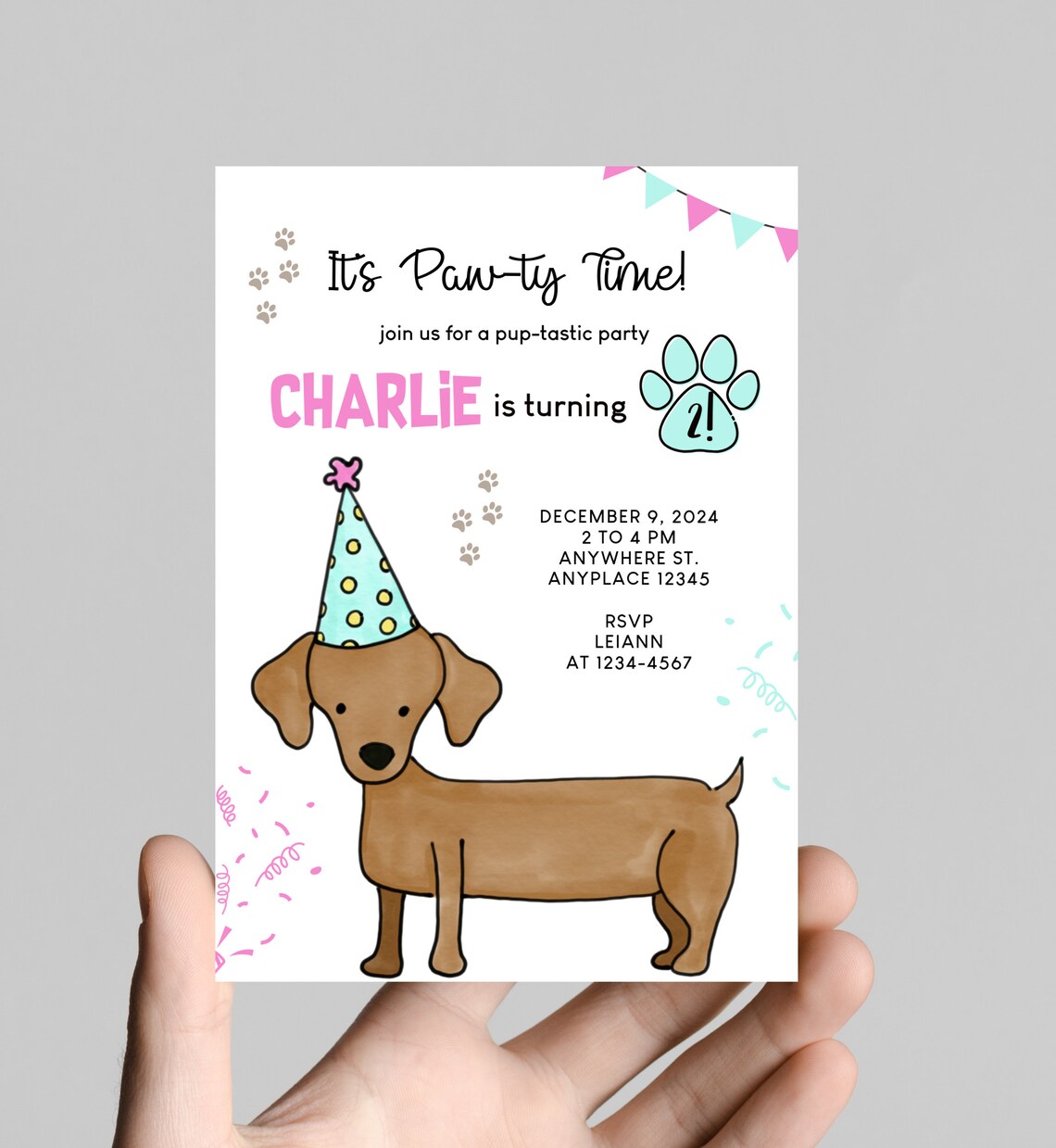 Paw-ty Time! Puppy Dog Theme Birthday Invitation, Pup-tastic Birthday ...