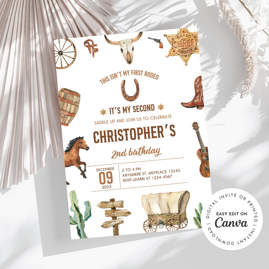 Not My First Rodeo, It’s My Second! 2nd Birthday Invitation, Western ...
