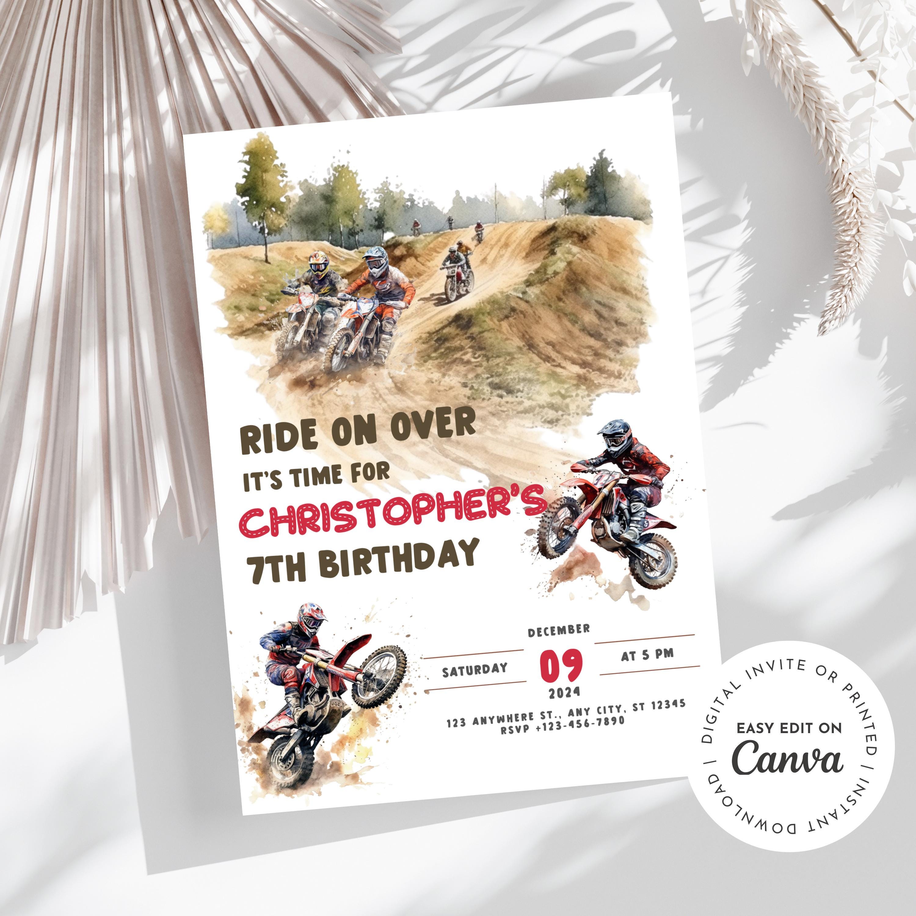 Dirt Bike Birthday Invitation, Motorbike Racing, Printable (instant ...