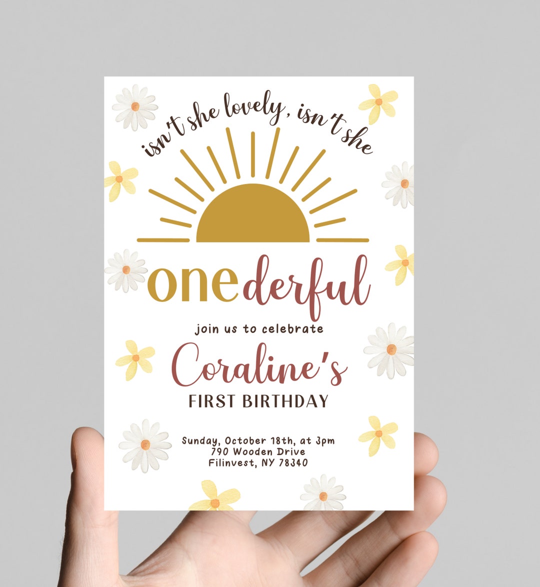 Boho Rainbow First Birthday Invitation, Isn’t She One-derful Theme ...