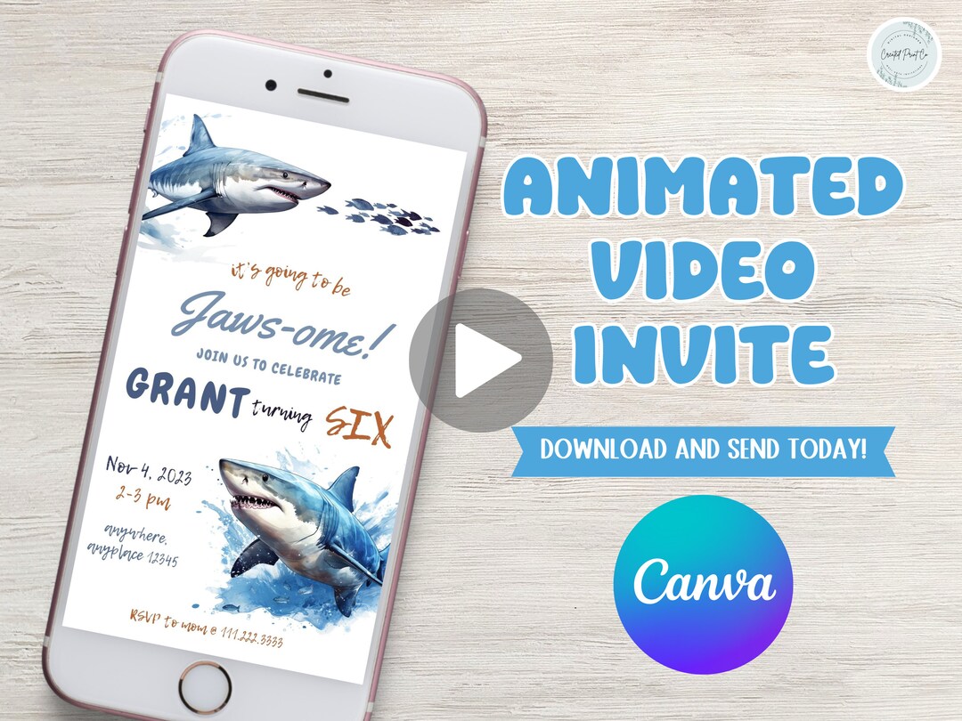 Jawsome Time! Shark-tactic Shark Theme Birthday Party Video Invitation ...
