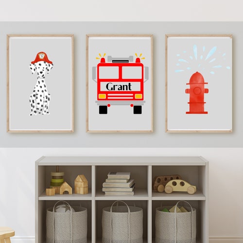 Fire Truck Room Decor Wall Art Fire Truck With Name Fire - Etsy