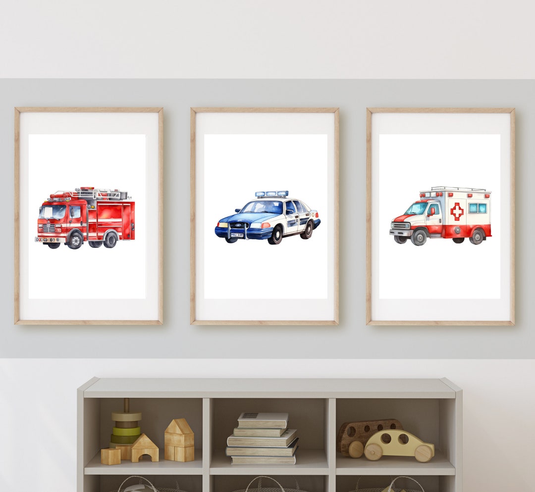 Fire Truck, Police Car, Ambulance First Responders Rescue Team Room ...