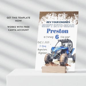 ATV Birthday Invitation, Side by Side Theme, Dirt Mud (digital) - Etsy