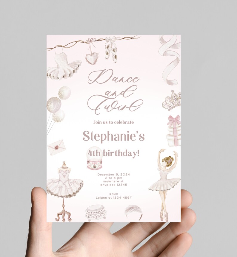 Ballet Theme Birthday Invitation, Dance and Twirl With the Birthday ...
