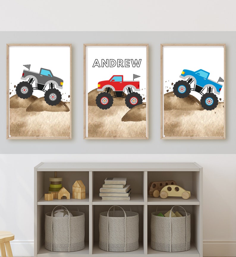 Monster Truck Room Decor, Wall Art, Digital Download, 11x14, Set of 3 ...