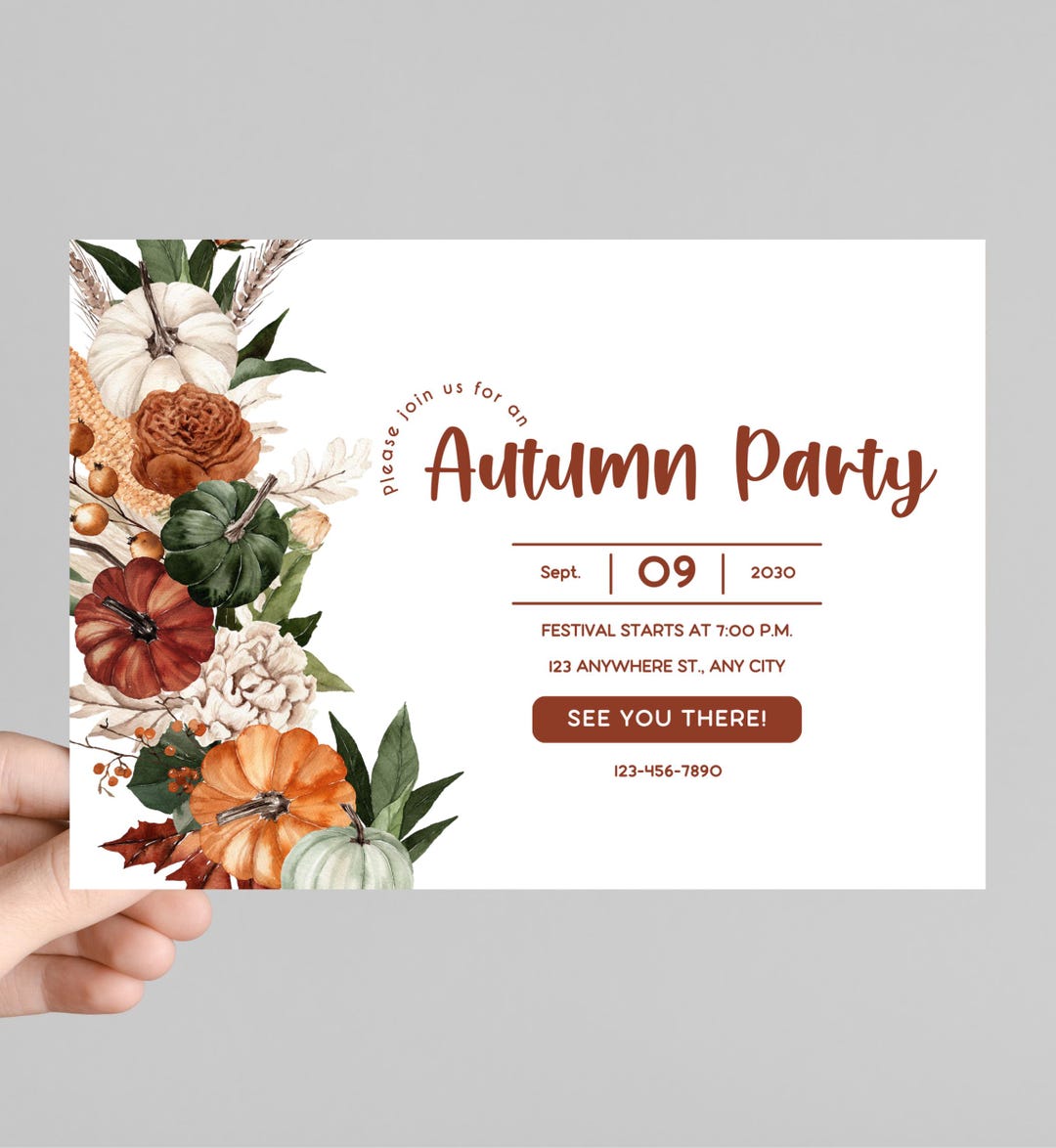 Autumn Party Invitation, Fall Invitation, Autumn Invitation, Fall Party ...