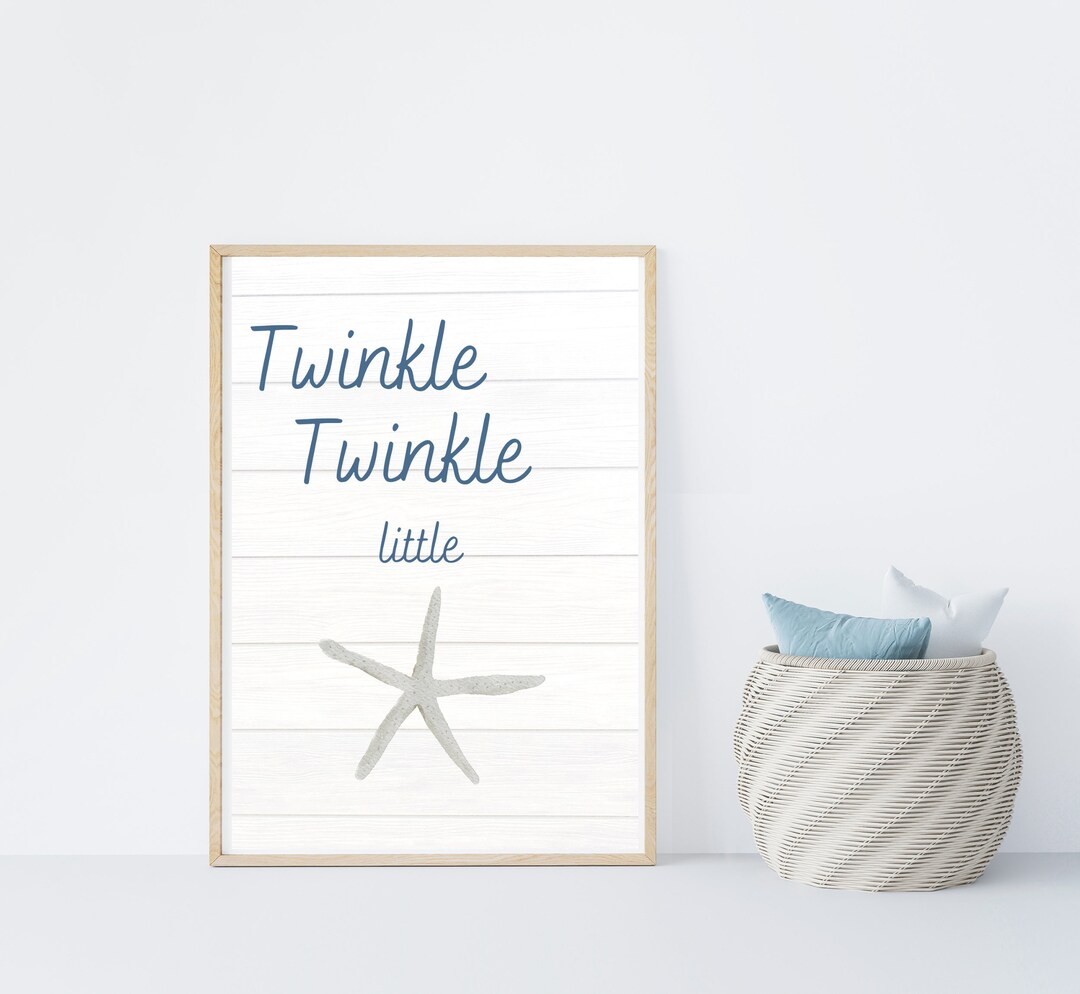 Twinkle Twinkle Little Star (fish) Beach Baby Wall Art, Nursery Sign ...