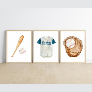 Baseball Theme, Room Decor Wall Art, Baseball Glove, Sports, 11x14, Set ...