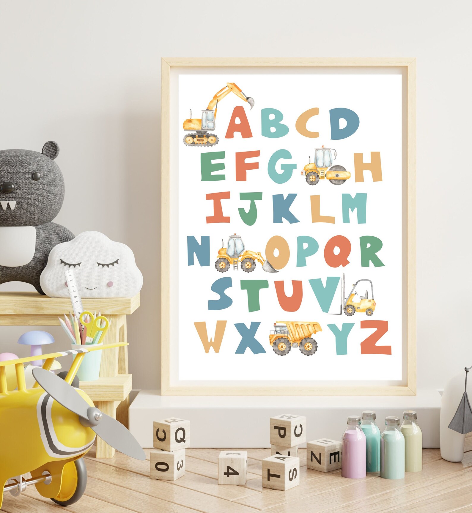 Construction Truck Room Decor Alphabet Wall Art for Playroom - Etsy
