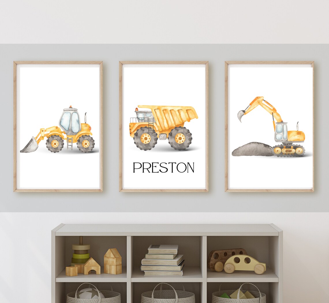 Construction Truck Room Decor With NAME Wall Art Dump Truck - Etsy