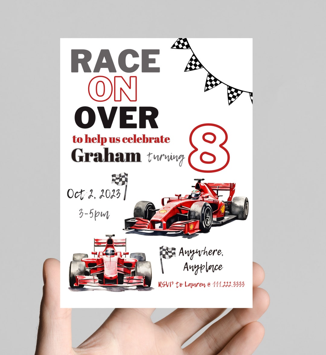 Race on Over to Celebrate, Race Car Theme Birthday Invitation, Any Age ...