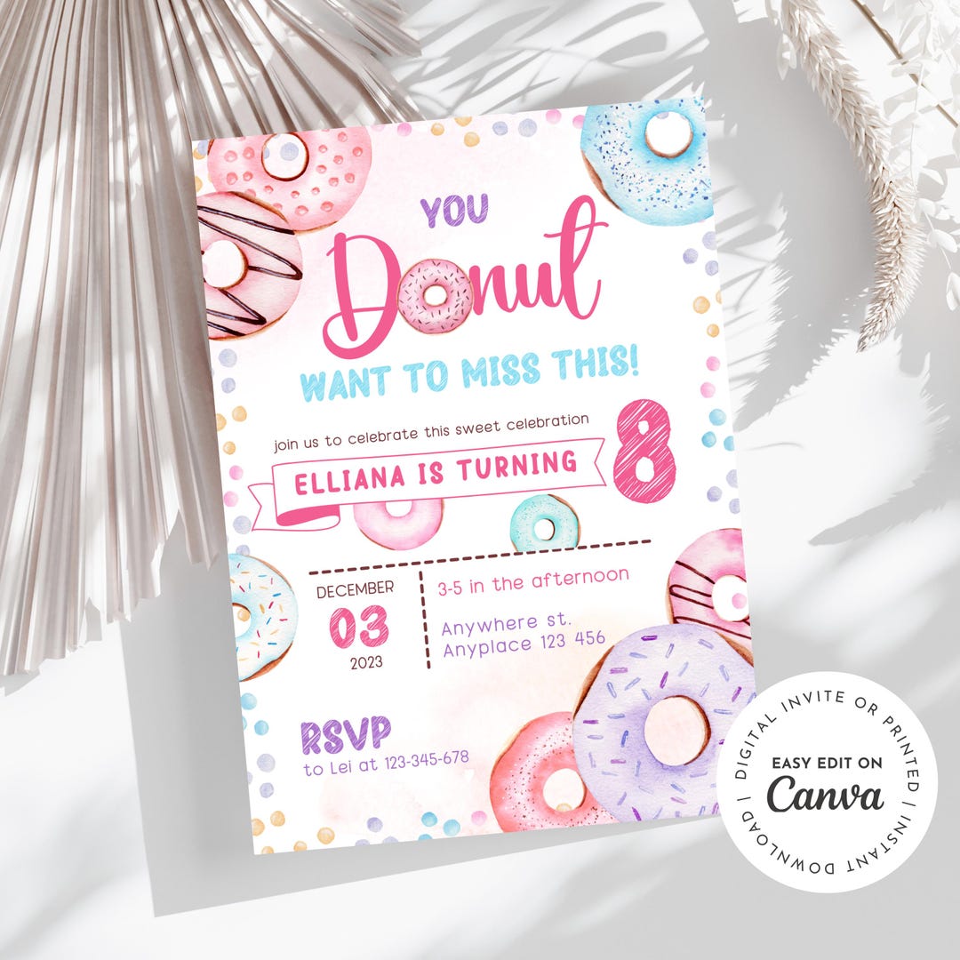 Donut Theme Birthday Invitation, You DONUT Want to Miss This, Donuts ...