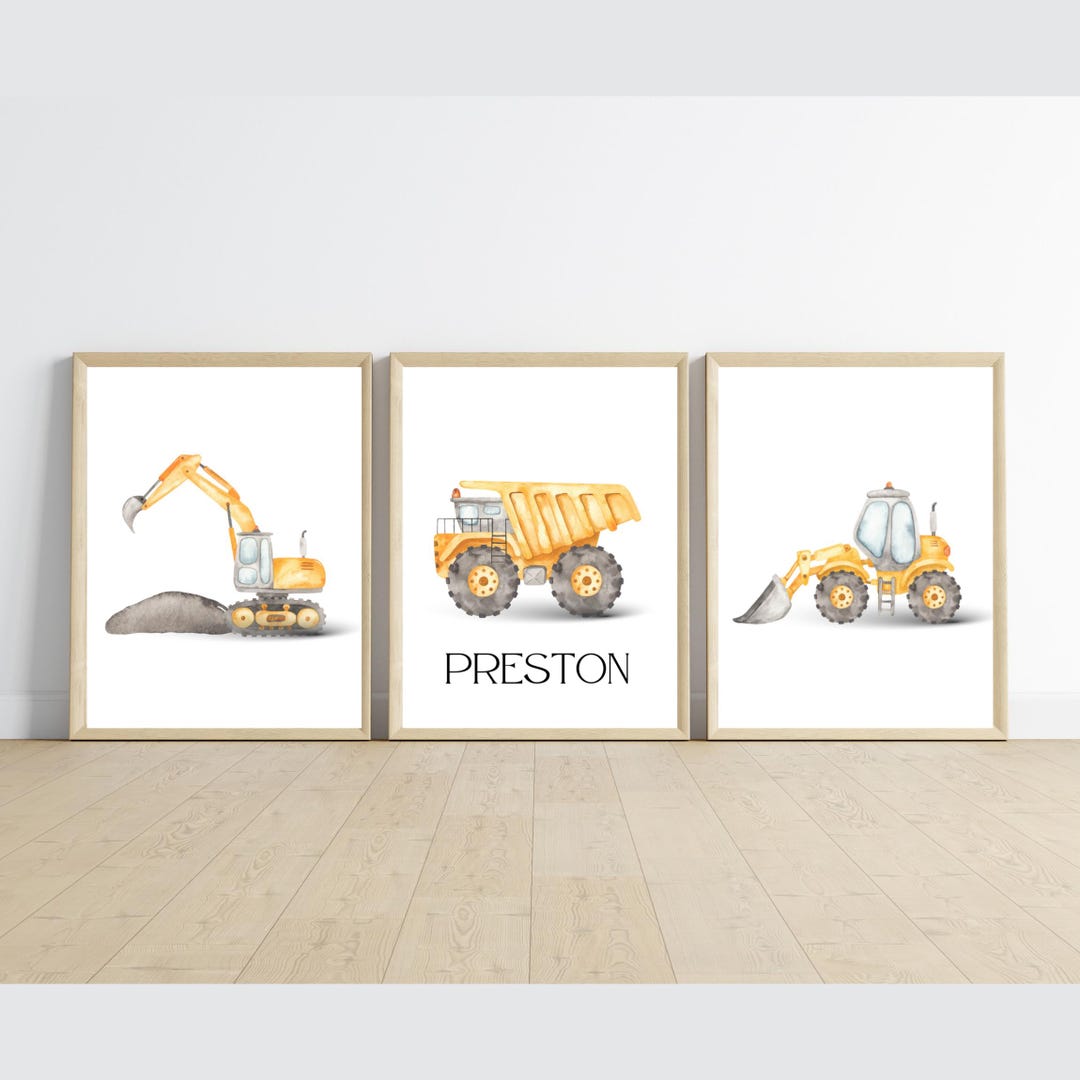 Construction Truck Room Decor With NAME, Wall Art, Dump Truck ...