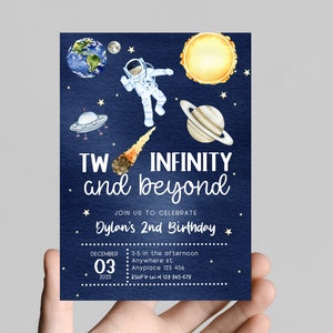 Space Theme 2nd Birthday Invitation, Astronaut Rocket (digital) - Etsy