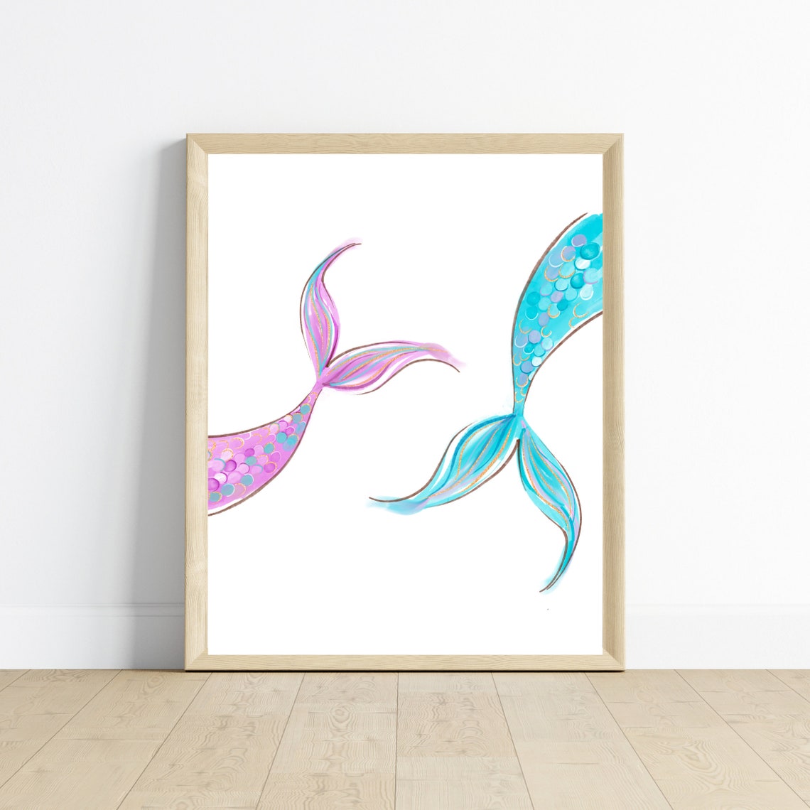 Mermaid Tail Name Art Print Set, Under the Sea Decor (digital Download ...