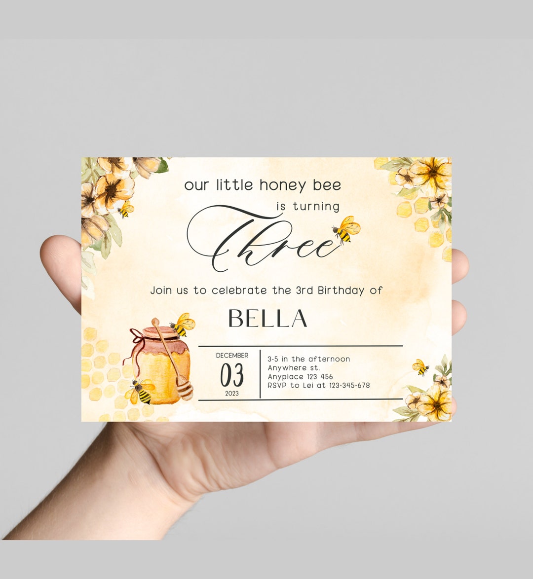 Honey Bee 1st Birthday Invitation, 1st Bee-day, First Birthday Party ...