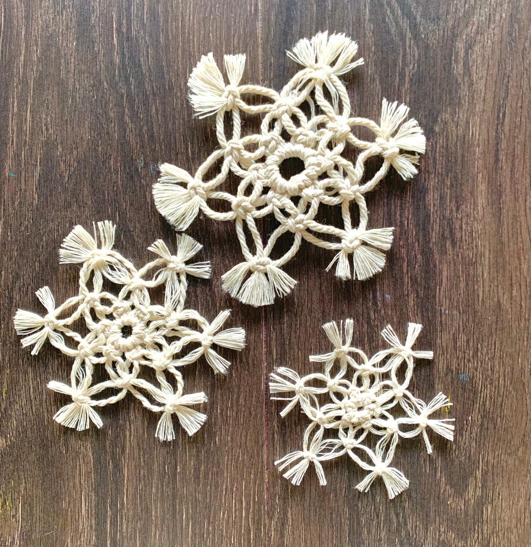 Macrame Snowflake Ornaments - Etsy