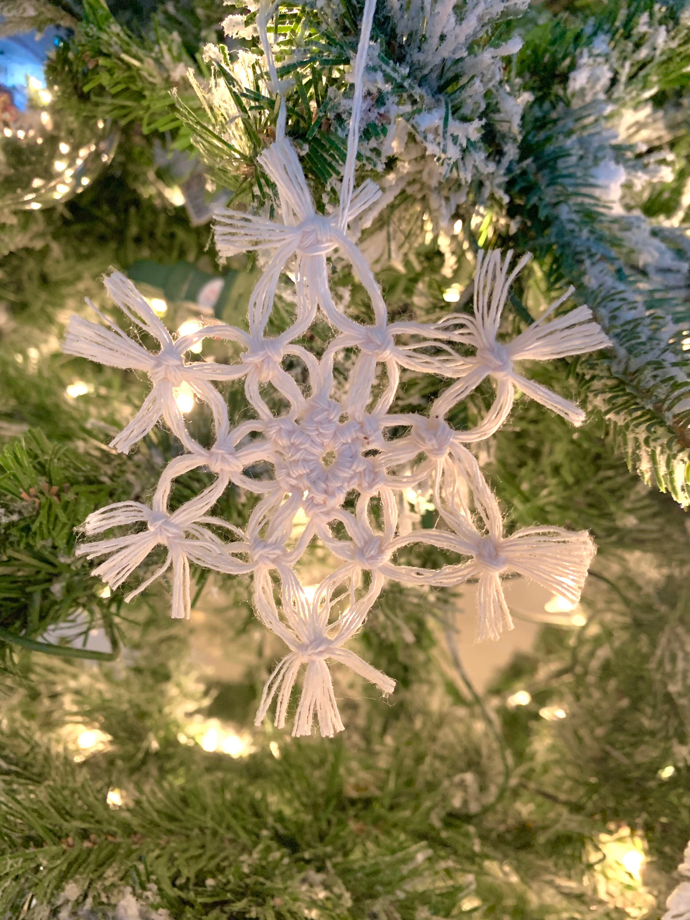 Macrame Snowflake Ornaments - Etsy