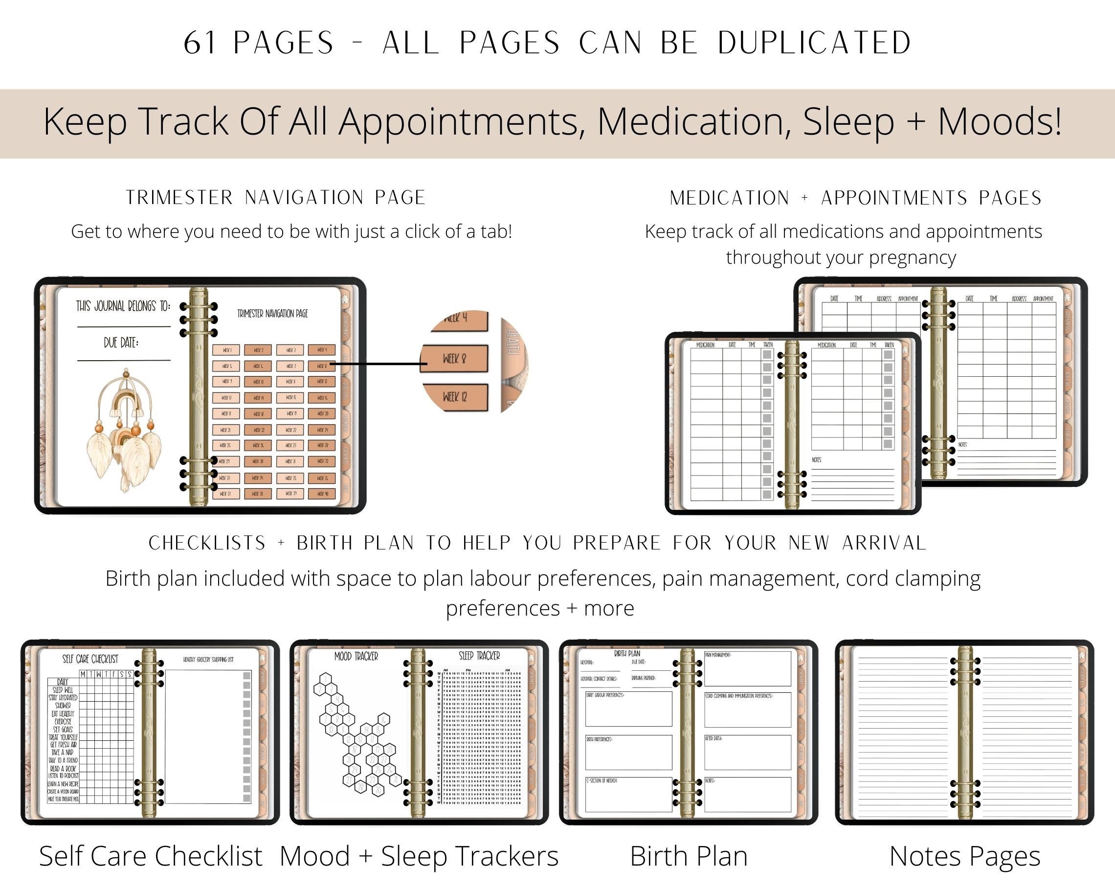 Digital Pregnancy Journal | Digital Planner iPad | Pregnancy Journal ...