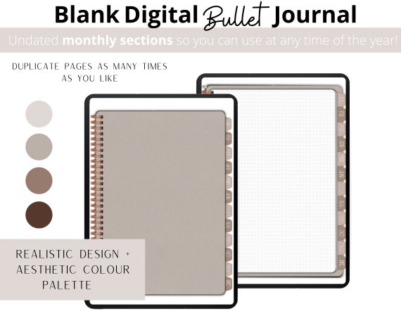 Blank Digital Bullet Journal Bujo Bullet Journal Planner - Etsy