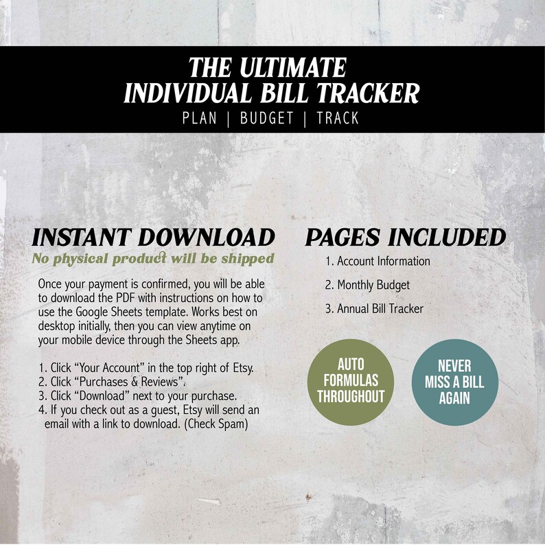 The Ultimate Individual Bill Tracker - Budget Spreadsheet, Income ...