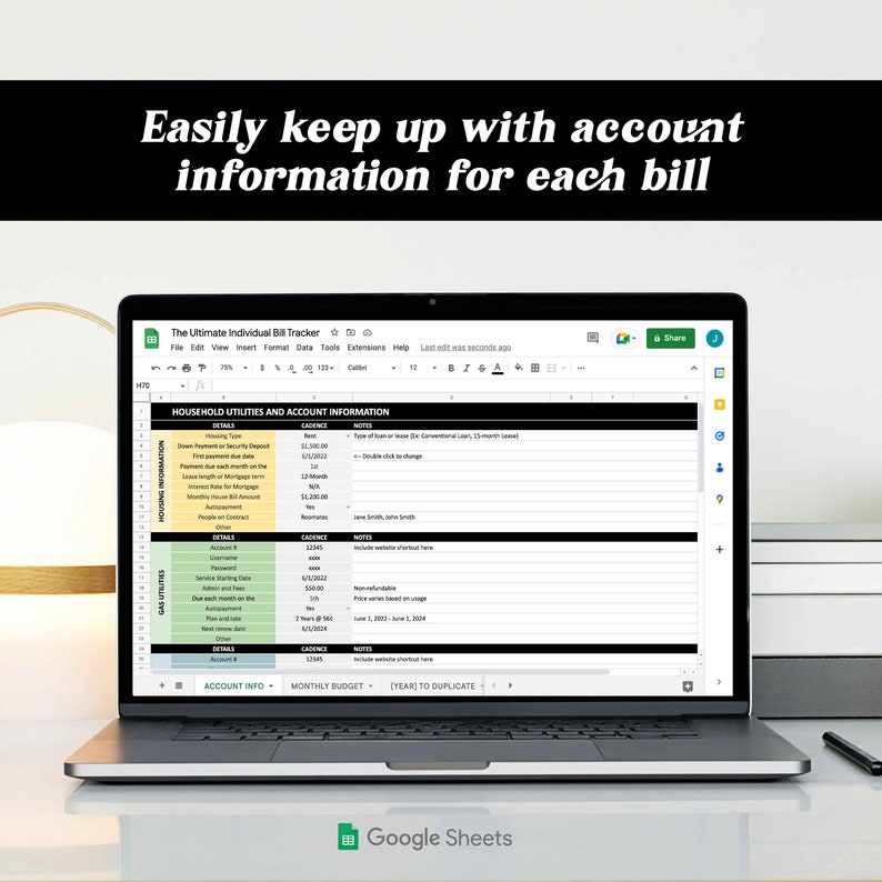 The Ultimate Individual Bill Tracker - Budget Spreadsheet, Income ...
