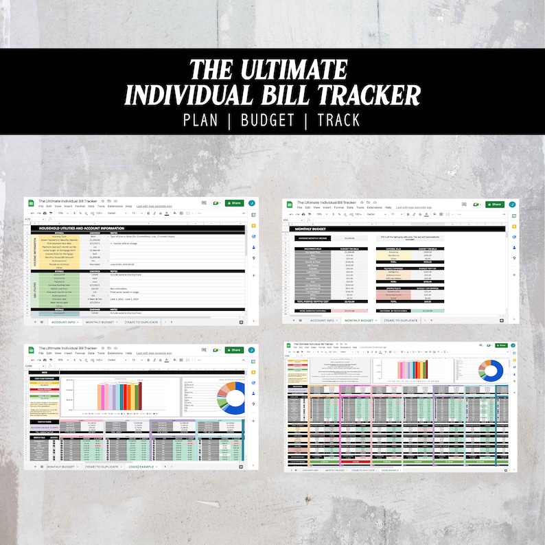 The Ultimate Individual Bill Tracker - Budget Spreadsheet, Income ...