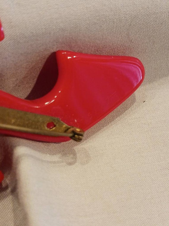Schultz Bakelite Pin - Red High Heel Shoe with Ankle … - Gem