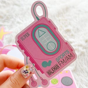 Pink Retro Style Stickers | Walkman | Boombox | CD Player | Stars and ...