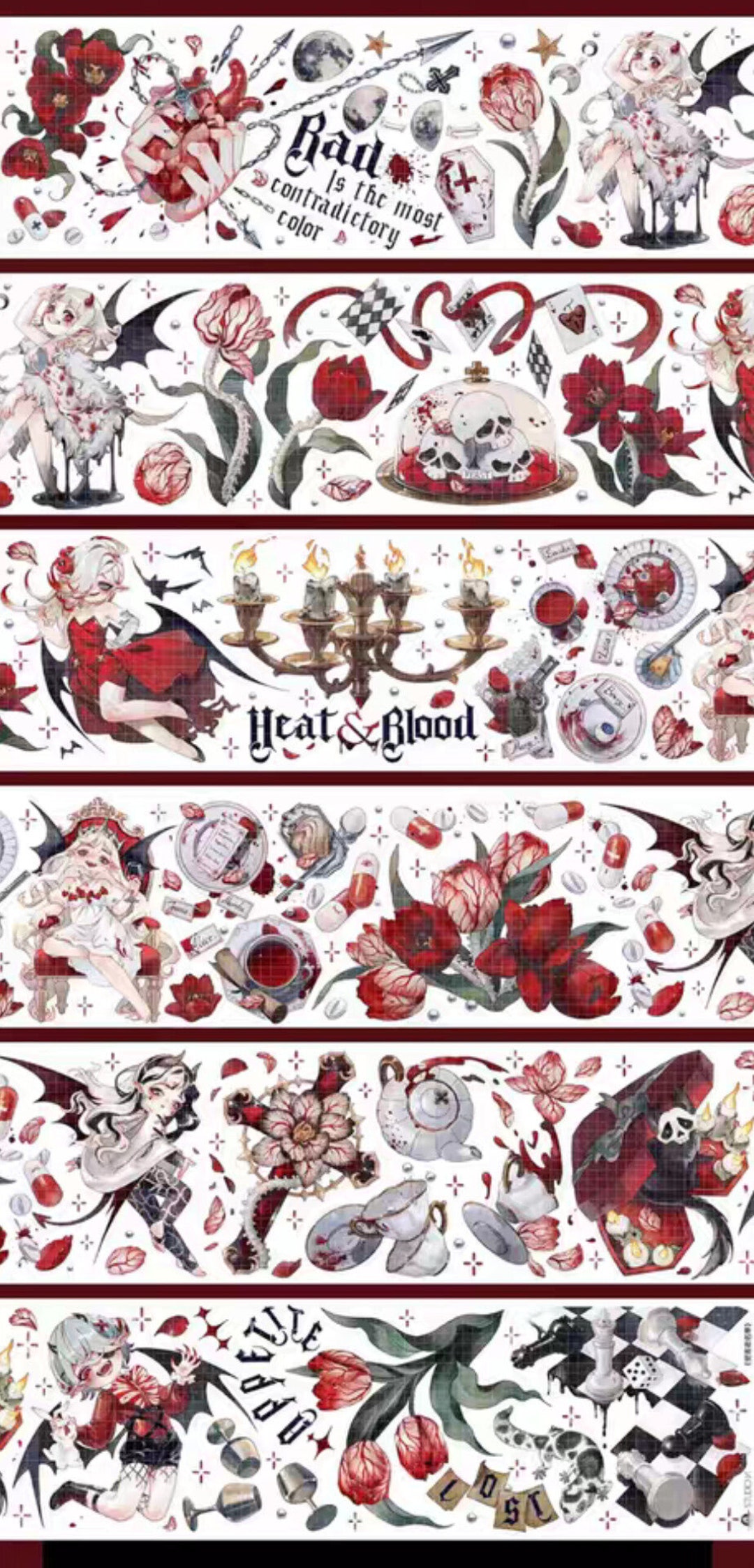 Scary Cute Stupid Heart Iridescent Embossed Clear PET / Washi Tape ...