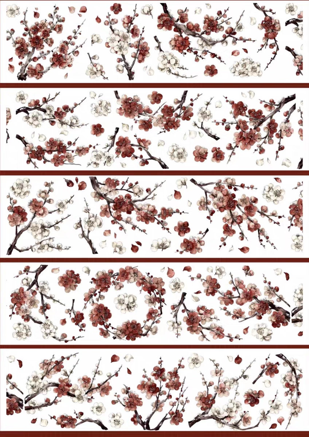 Cherry Blossom Branch Iridescent Emboss Clear PET Tape / Washi Tape ...