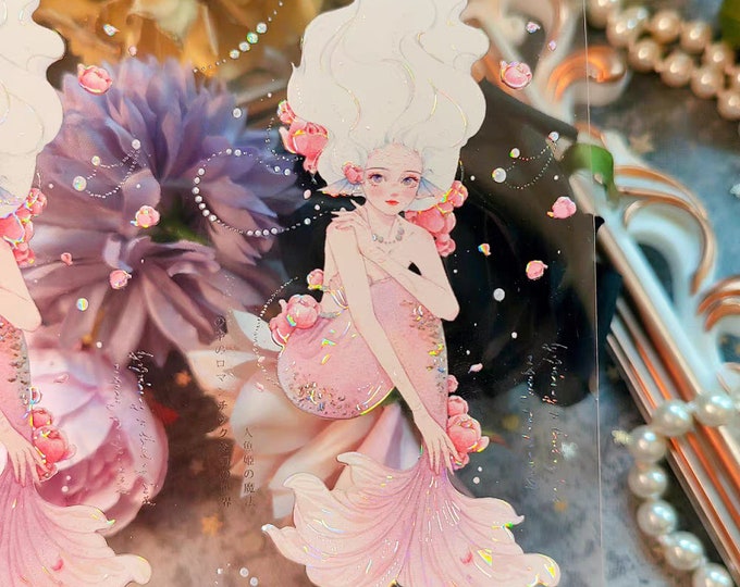 White Hair Mermaid Iridescent Clear PET / Washi Tape 6x100cm - Etsy